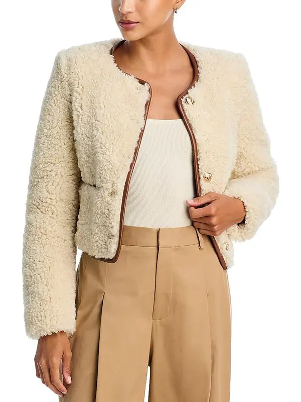 Cinq À Sept Naia Faux Shearling Jacket - Ivory/dark Sepia