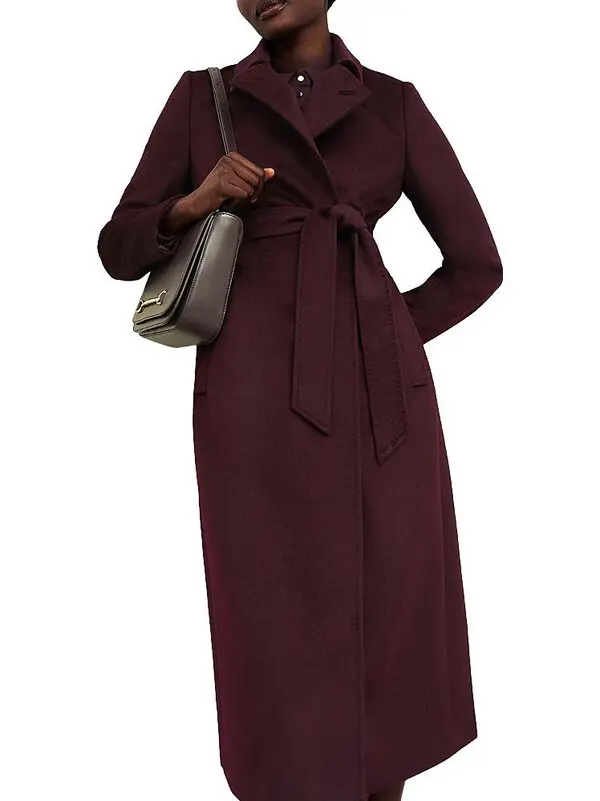 HOBBS LONDON Livia Wool Belted Coat - Malbec Purple