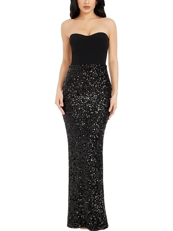 Dress The Population Vada Sequin Gown - Black
