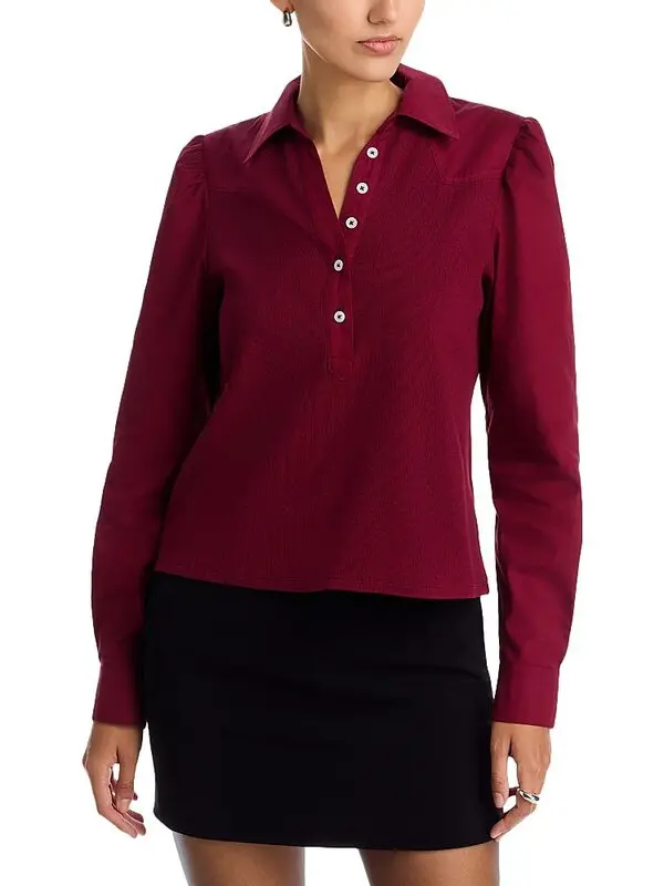 SINGLE THREAD Mixed Media Top - Cabernet
