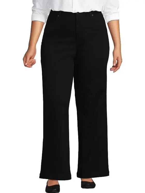 LANDS' END High Rise Wide Leg Chino Pants - Black