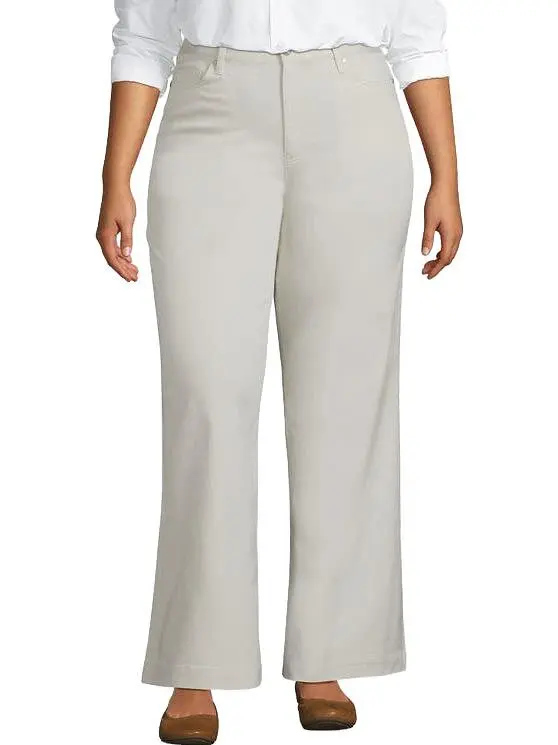 LANDS' END High Rise Wide Leg Chino Pants - Light Stone