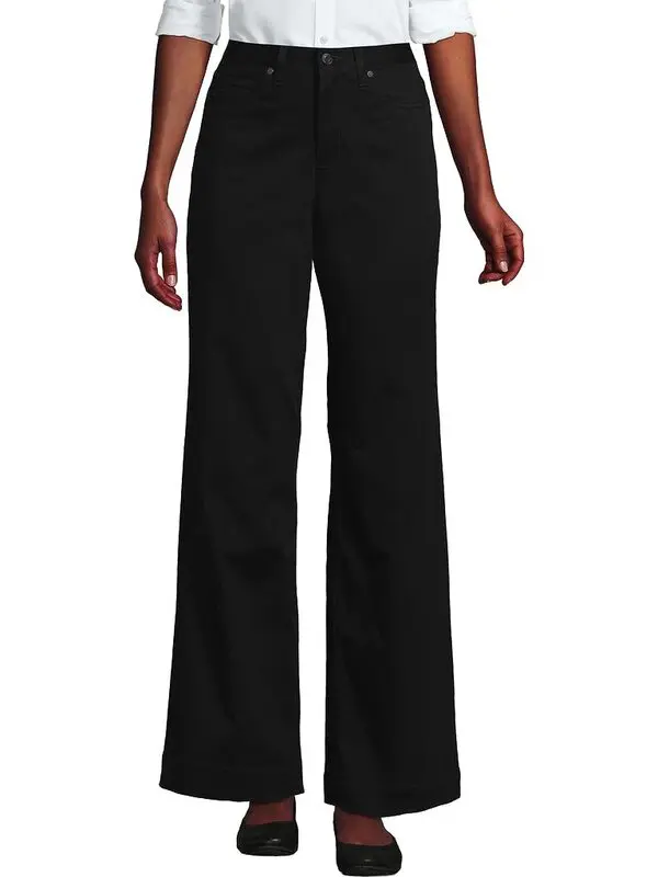 LANDS' END High Rise Wide Leg Chino Pants - Black