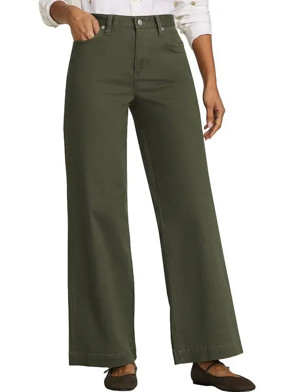 LANDS' END High Rise Wide Leg Chino Pants - Forest Moss