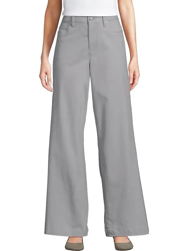 LANDS' END High Rise Wide Leg Chino Pants - Pale Gray