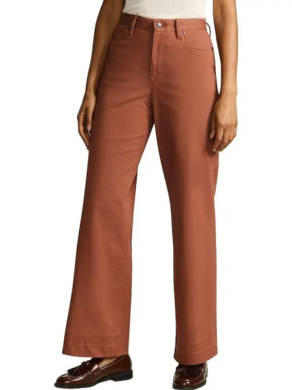 LANDS' END High Rise Wide Leg Chino Pants - Rich Ginger Brown