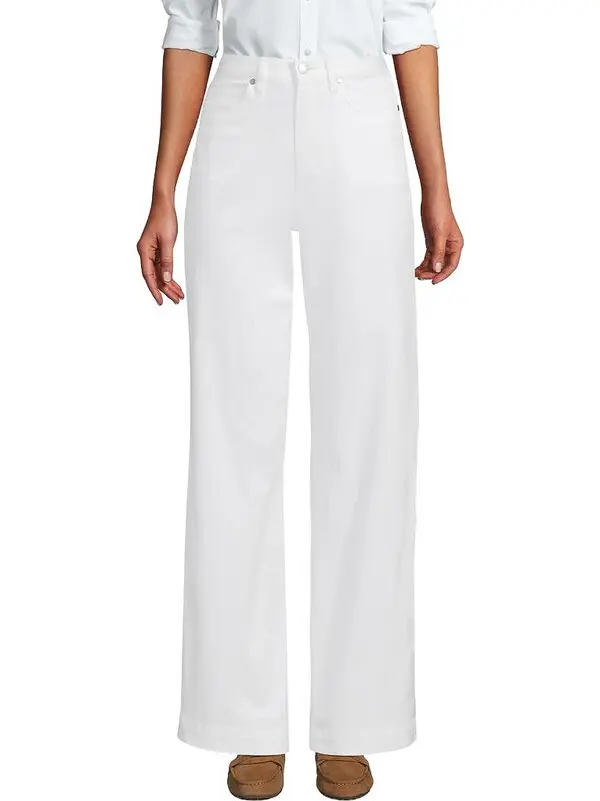 LANDS' END High Rise Wide Leg Chino Pants - White