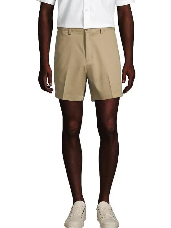 LANDS' END Comfort Waist 6" No Iron Chino Shorts - Khaki