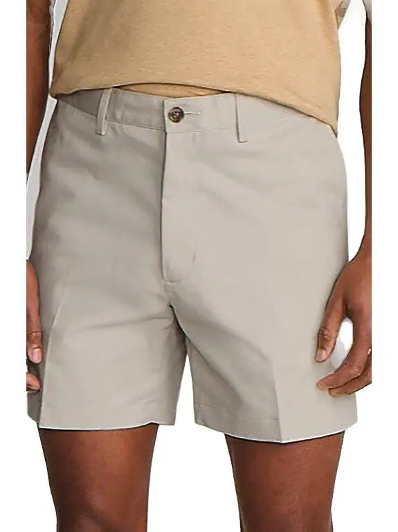 LANDS' END Comfort Waist 6" No Iron Chino Shorts - Light Stone