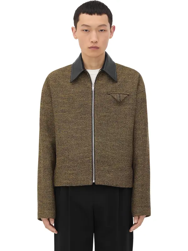 Bottega Veneta Cotton Frise Blouson - Flax/beige/black