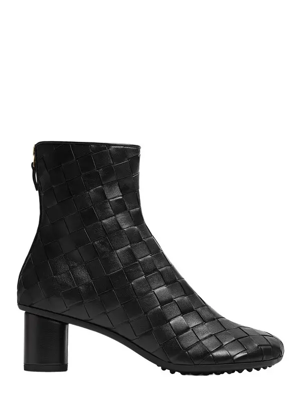 Bottega Veneta Intrecciato Leather Ankle Boots - Black