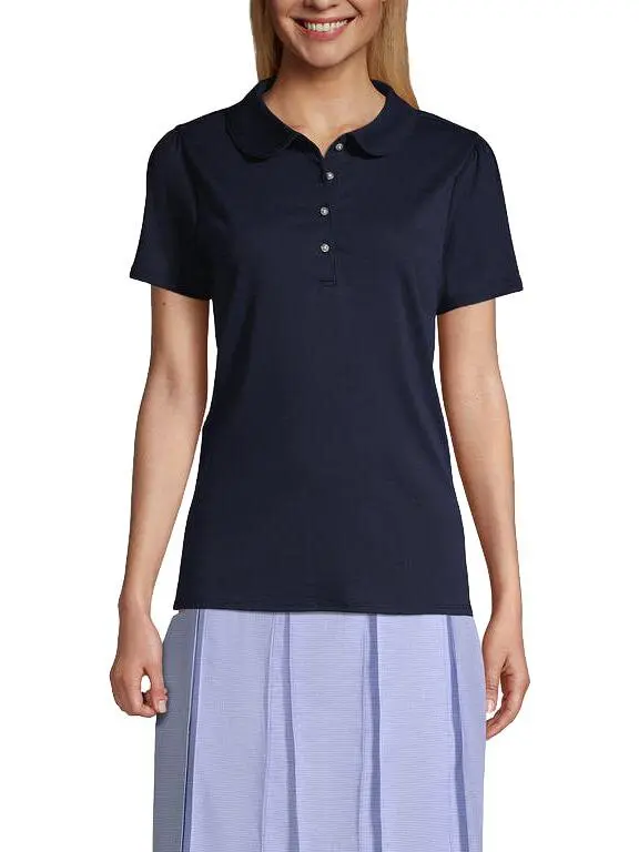 LANDS' END School Uniform Peter Pan Collar Polo Shirt - Classic Navy