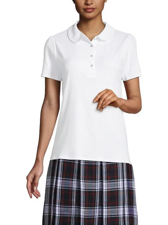 LANDS' END School Uniform Peter Pan Collar Polo Shirt - White