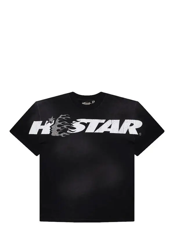 HELLSTAR Cartoon Logo Glitter Logo T-shirt - Black
