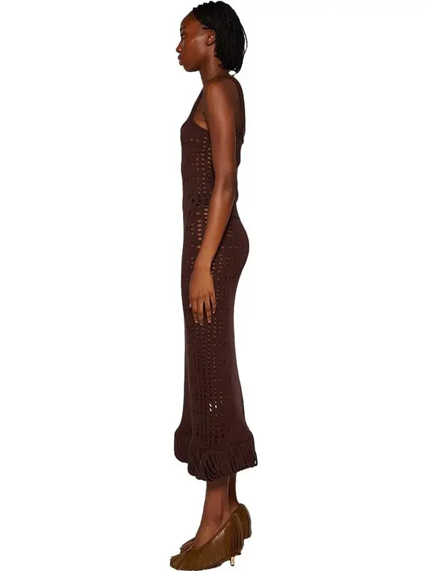 DIOTIMA Moore Fringed Cut-out Maxi Dress - Coffee