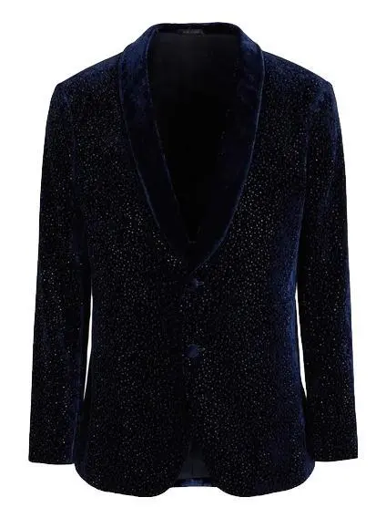 Giorgio Armani Giorgios Velvet And Crystals Single-breasted Tuxedo Jacket - Blue