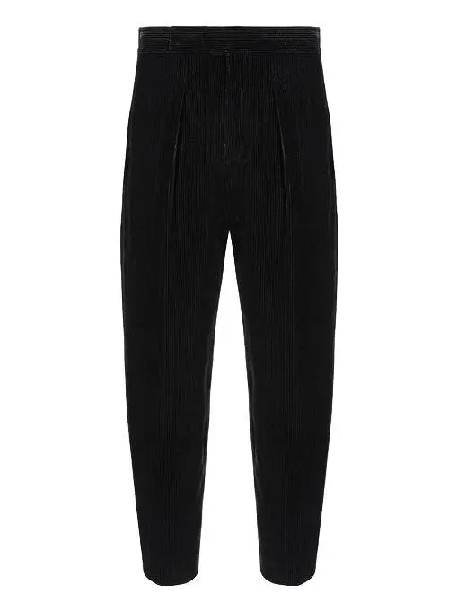 Giorgio Armani Velvet Pinstriped Trousers - Black