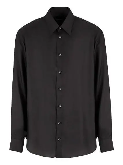 Giorgio Armani Giorgios Regular-fit Silk Twill Shirt - Black