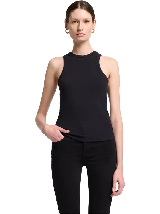 7 For All Mankind Ribbed Racerback Tank - Black