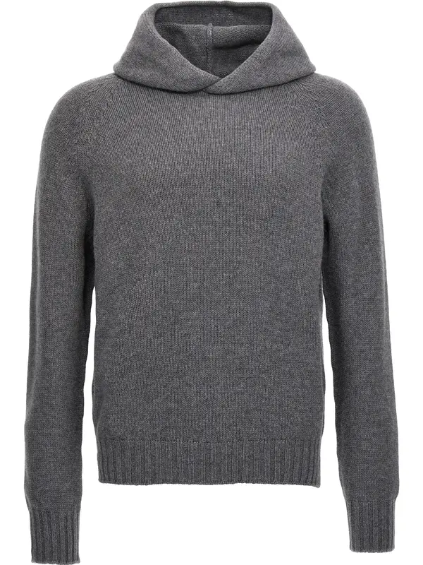 MA'RY'YA Wool Blend Hooded Sweater - Gray