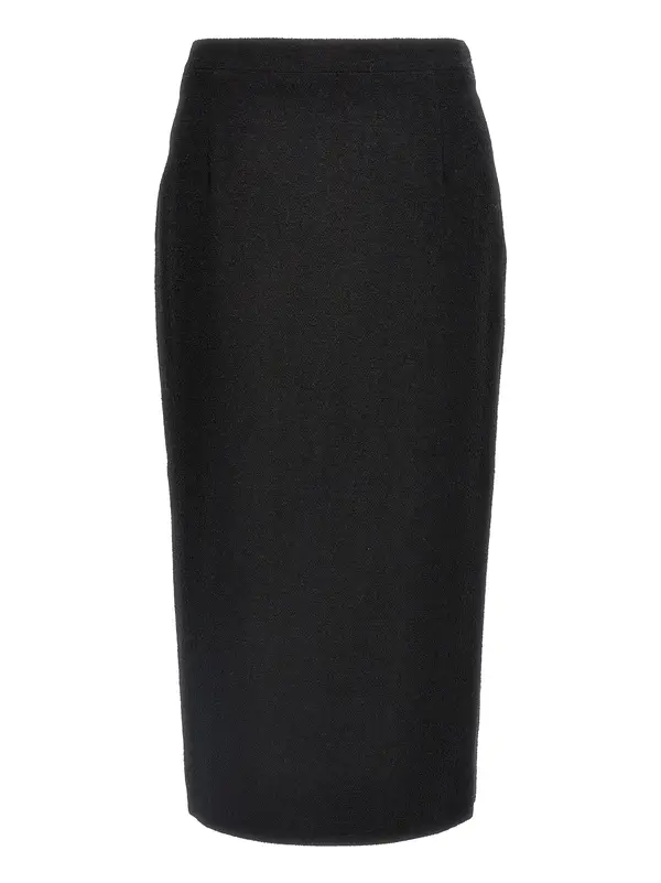 Alessandra Rich Midi Tweed Bouclé Skirt - Black