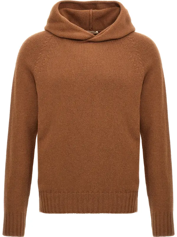 MA'RY'YA Wool Hooded Sweater - Brown