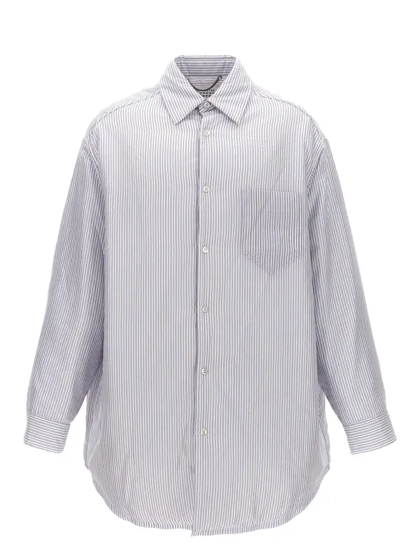 MAISON MARGIELA Striped Shirt Jacket - Light Blue