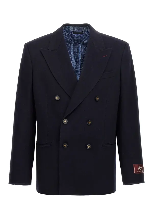 Etro Decorative Basting' Double-breasted Blazer - Blue