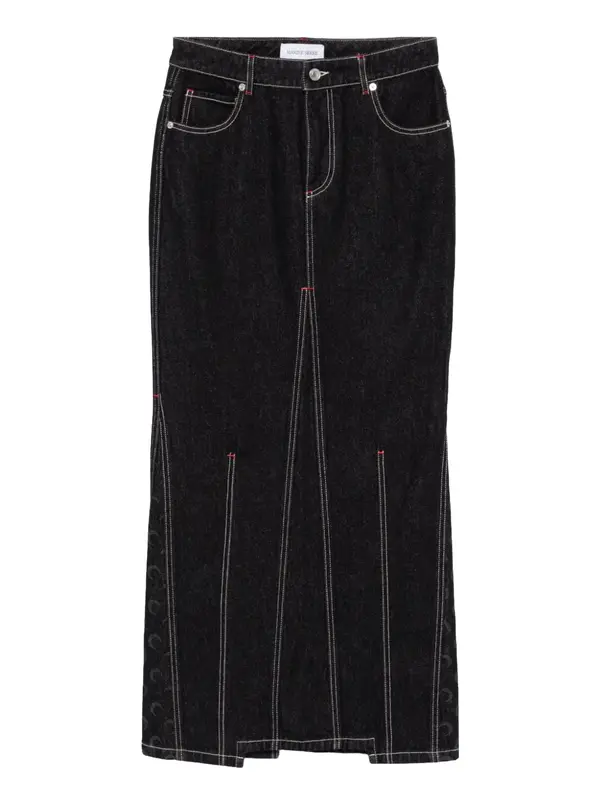 MARINE SERRE Moon Denim Long Skirt - Black