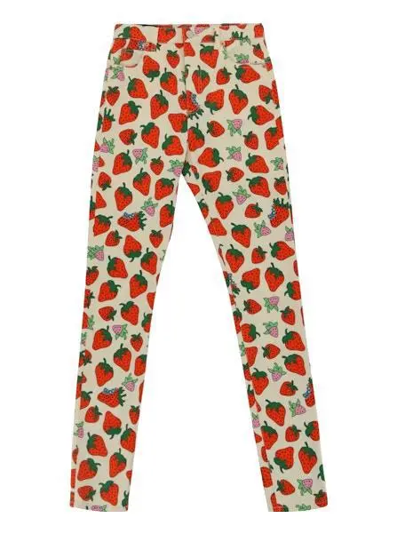 Gucci Strawberry Print Skinny Pant - Ivory/yellow