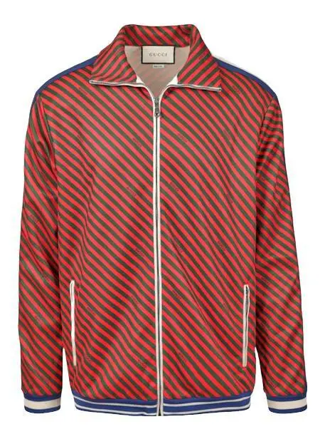 Gucci Diagonal Stripe Track Jacket - Red/green