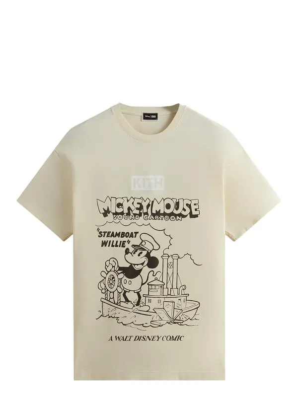 Kith For Mickey & Friends Steamboat Willie Vintage Tee 'sandrift - Cream