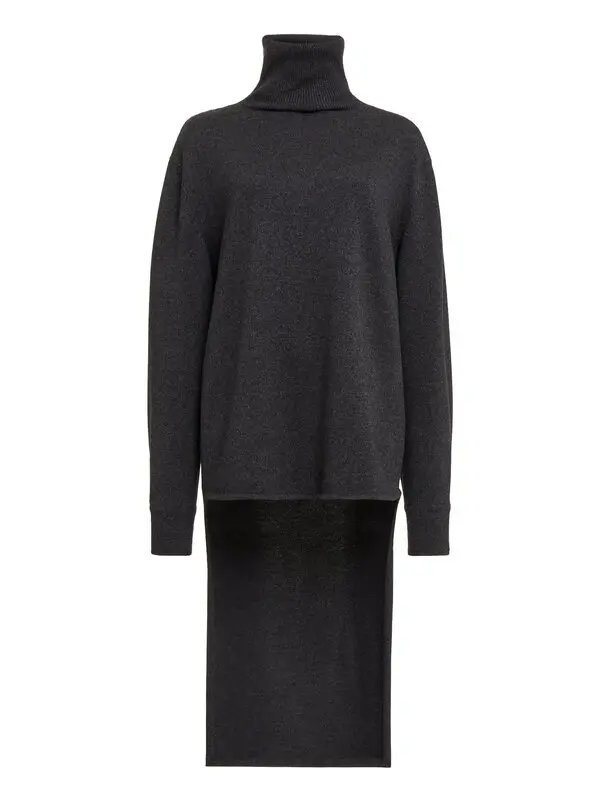 Givenchy Long-back High-neck Wool-cashmere Sweater - Grey