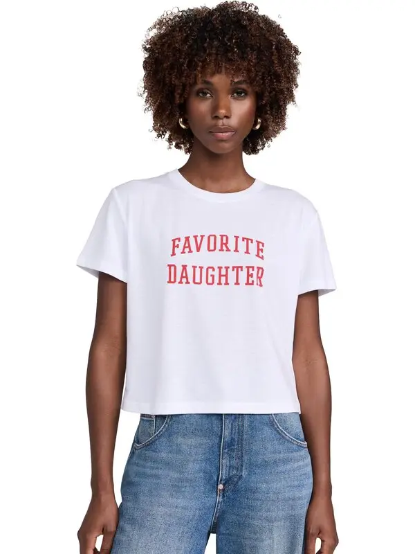 FAVORITE DAUGHTER Cropped Collegiate T-shirt - White Rouge