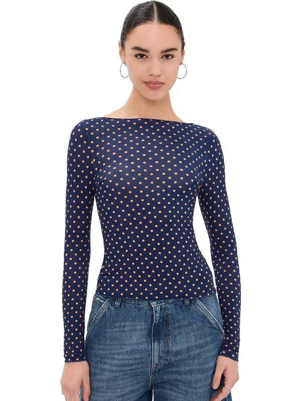 Miaou Amelia Top - Blue Polka Dots