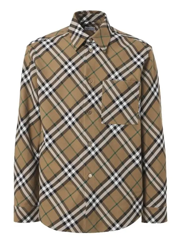 Burberry Check Cotton Shirt - Beige