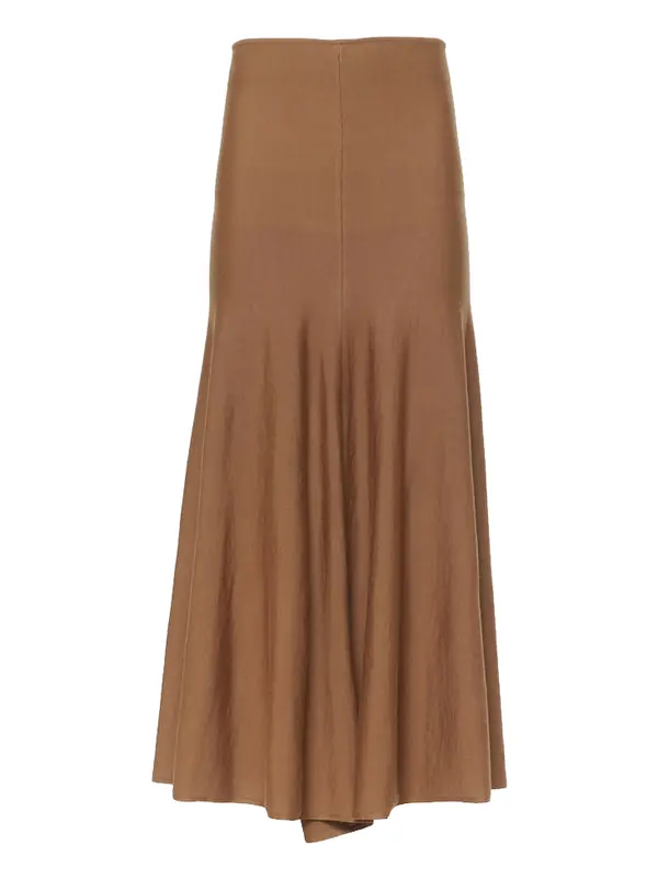 Khaite Mayu Knitted Wool Midi Skirt - Brown