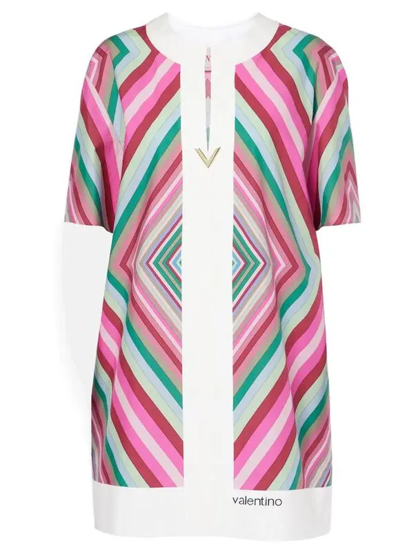 Valentino Garavani Vgold Rhombus Cotton Poplin Mini Dress - Multicoloured