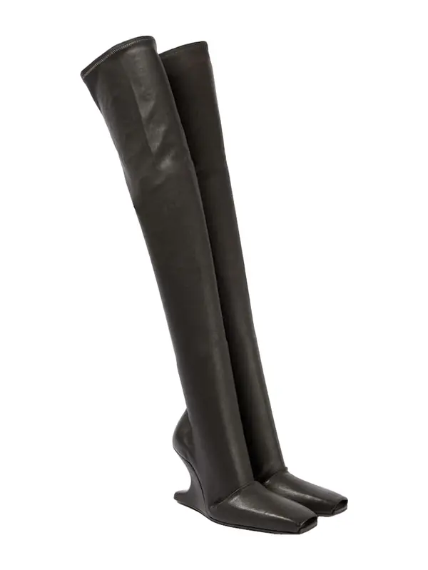 Rick Owens Cantilever Leather Over-the-knee Boots - Black