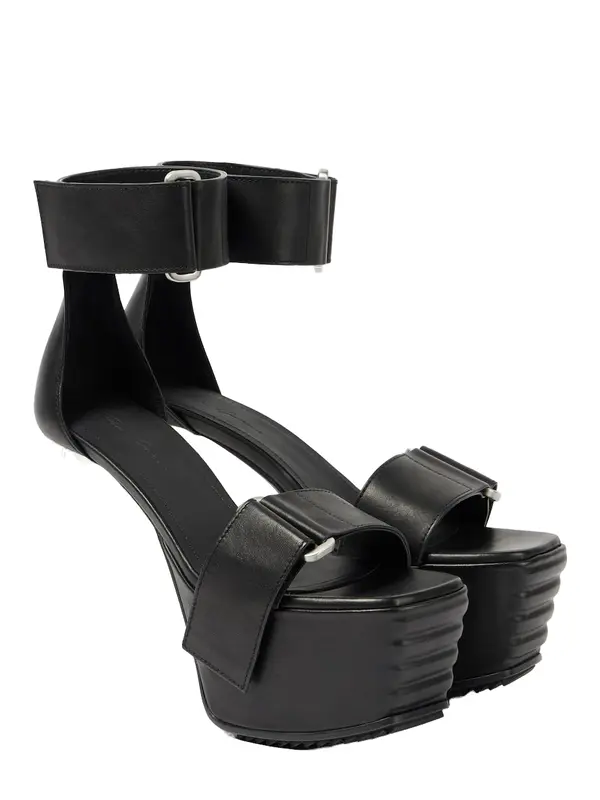 Rick Owens Leather Platform Sandals - Black