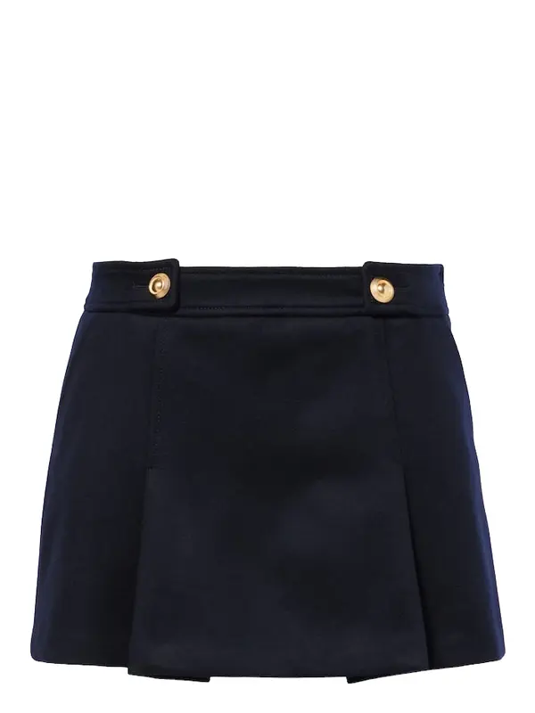 TOM FORD Pleated Wool And Cashmere Miniskirt - Blue