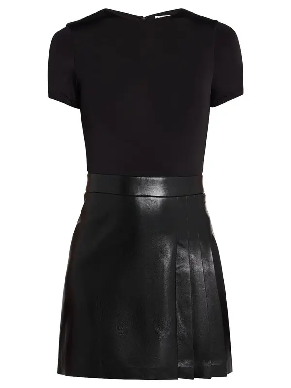 Alice + Olivia Chara Vegan Leather Mini Dress - Black
