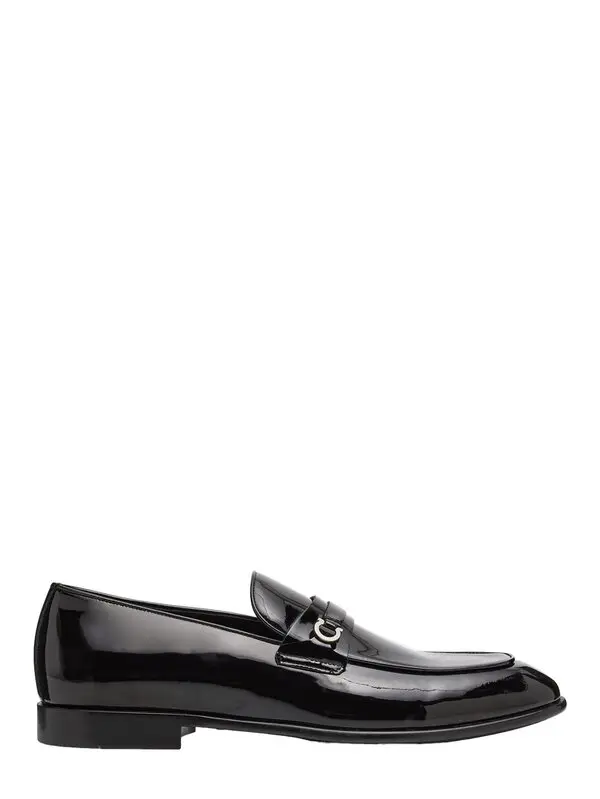 FERRAGAMO Desio Patent Leather Loafers - Black