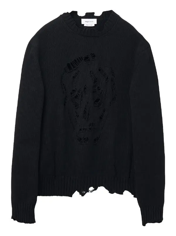 Alexander McQueen Distressed Skull Sweater - Black