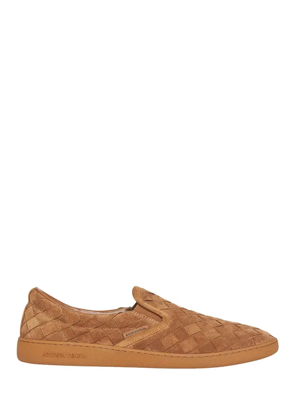 Bottega Veneta Sawyer Intrecciato Suede Slip-on Sneakers - Caramel
