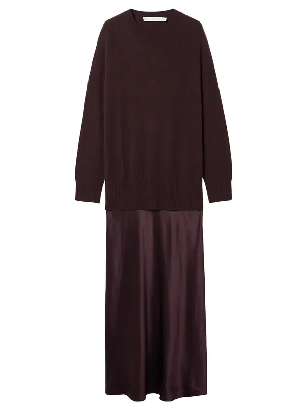 Christopher Esber Monument Cashmere And Silk-satin Maxi Dress - Brown