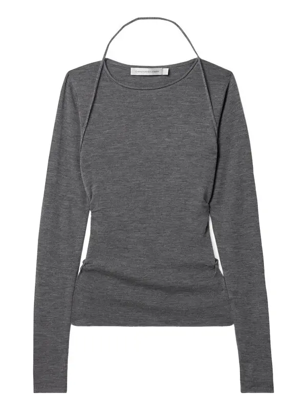 Christopher Esber Cutout Wool-jersey Top - Gray