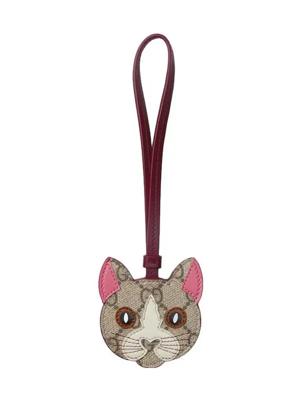 Gucci Gg Emblem Cat Bag Charm - Bordeaux