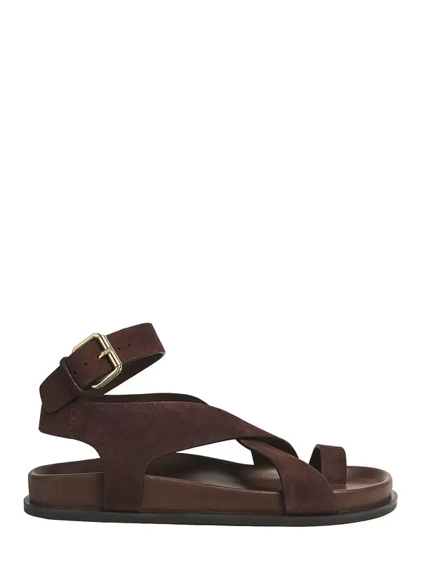 A.emery Jalen Suede Sandals With Gold-tone Buckle - Brown