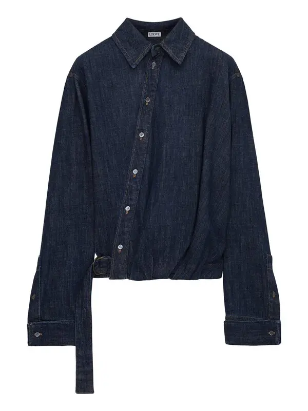 Loewe Cotton-blend Draped Shirt - Blue